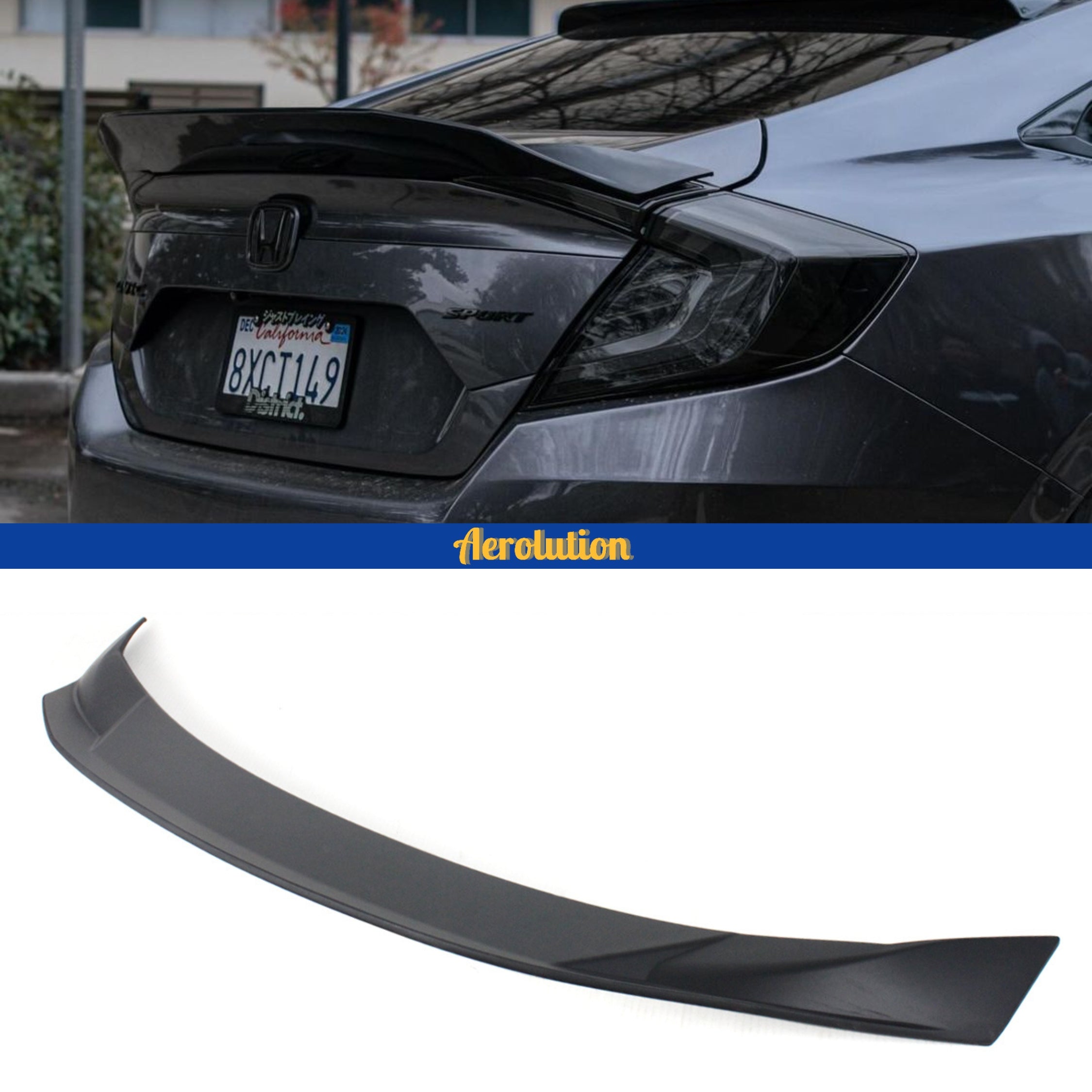 2016-2021 Honda Civic Rear Trunk Spoiler for Sedan V4 High Kick – Aerolution Motorsports