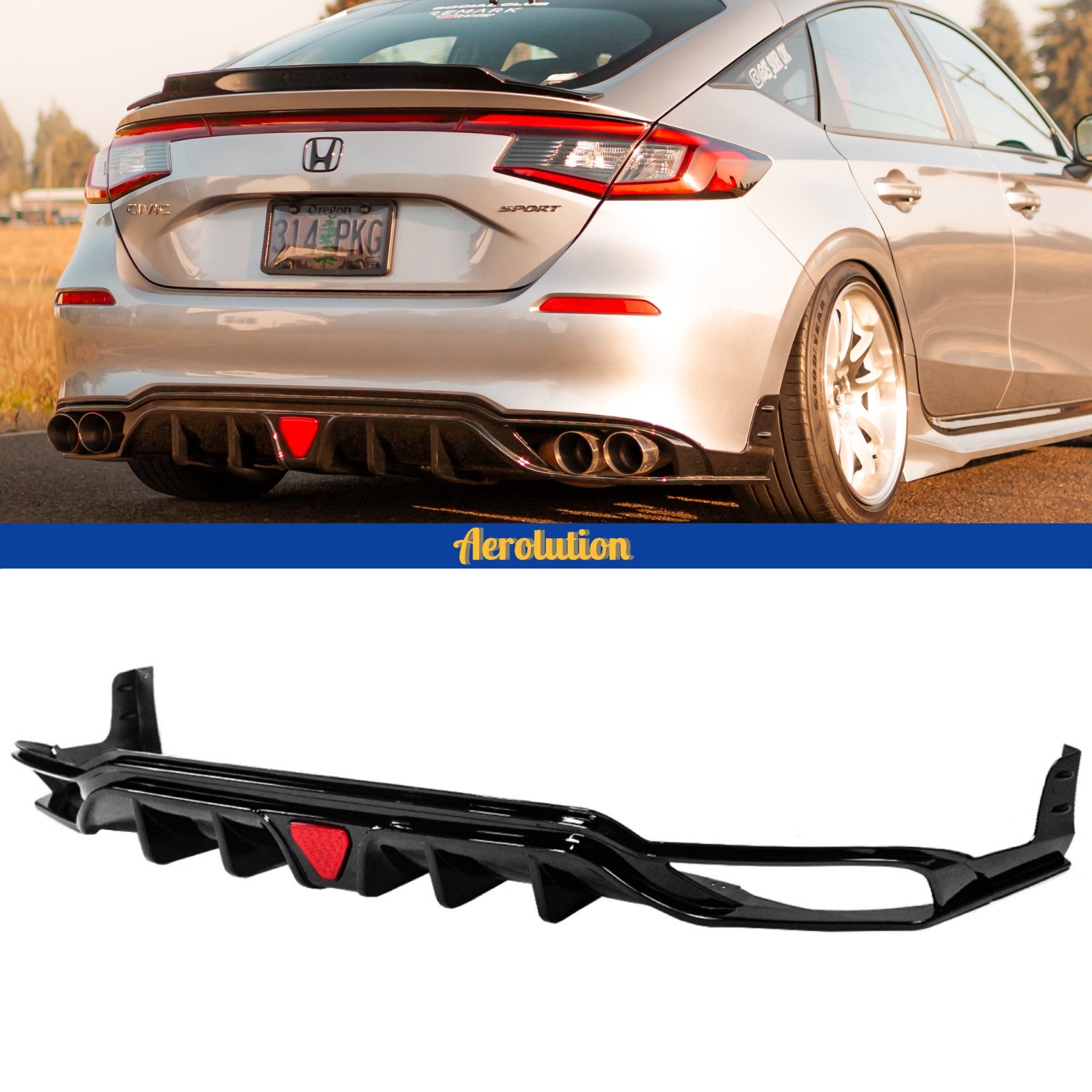 11th gen Honda Civic Aerolution V1 Diffuser with Corner Spats for ...