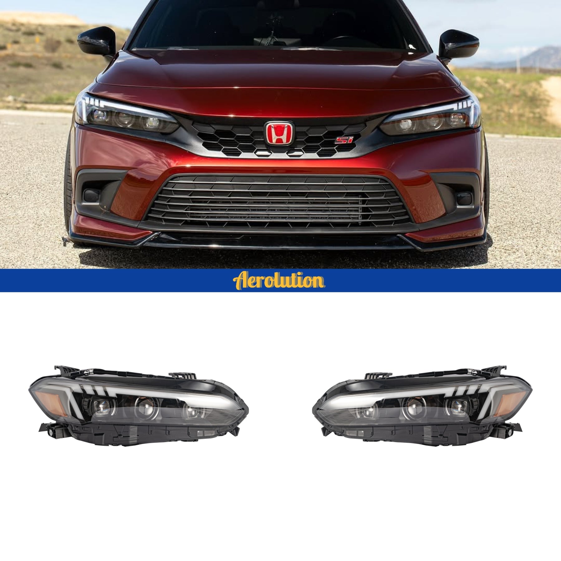 2022-2025 Honda Civic Sequential LED Headlight JDM V1 FE1 FE2 FL1 FL2 ...