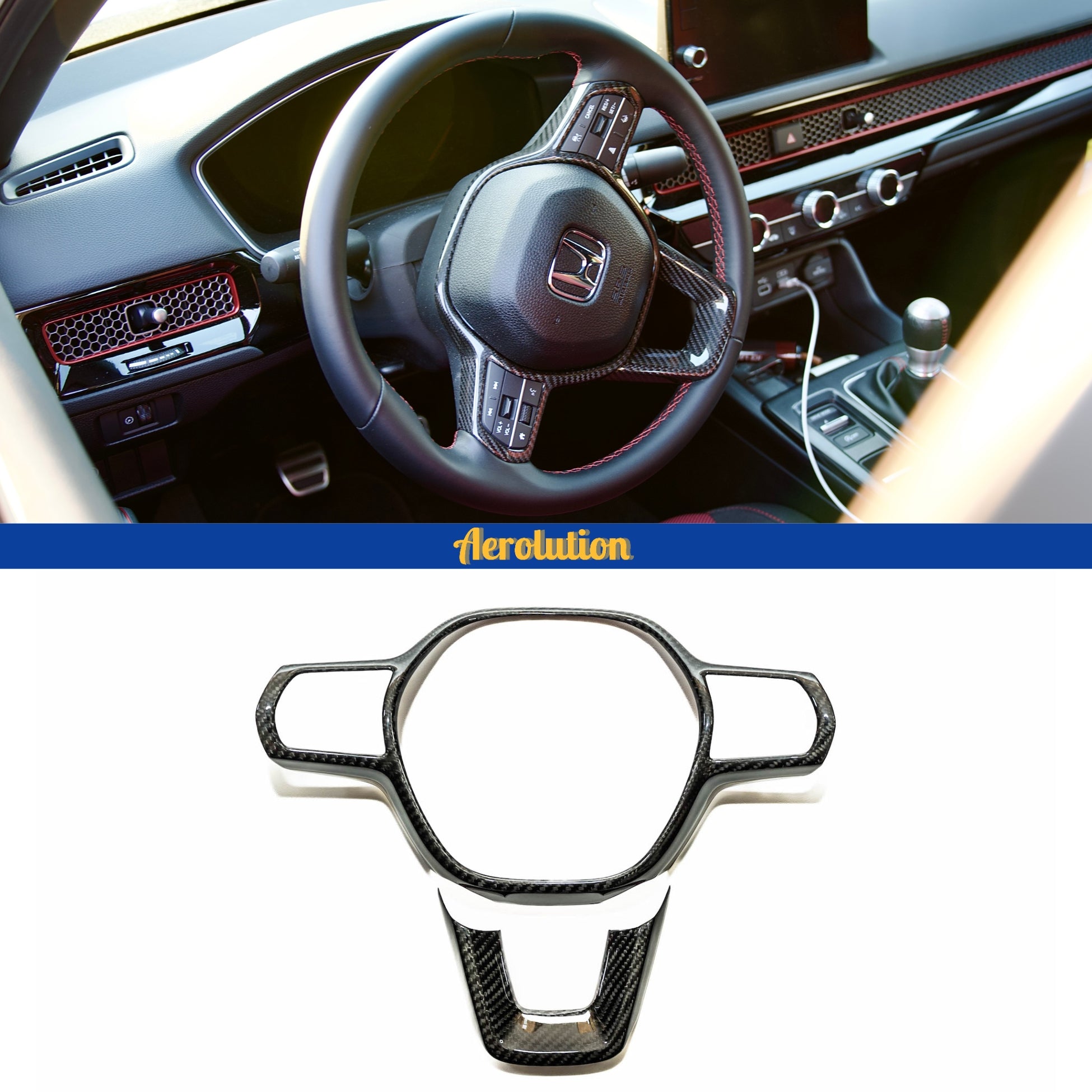 Carbon Fiber Steering Wheel Trim Kit For 2022-23 Honda Civic ...