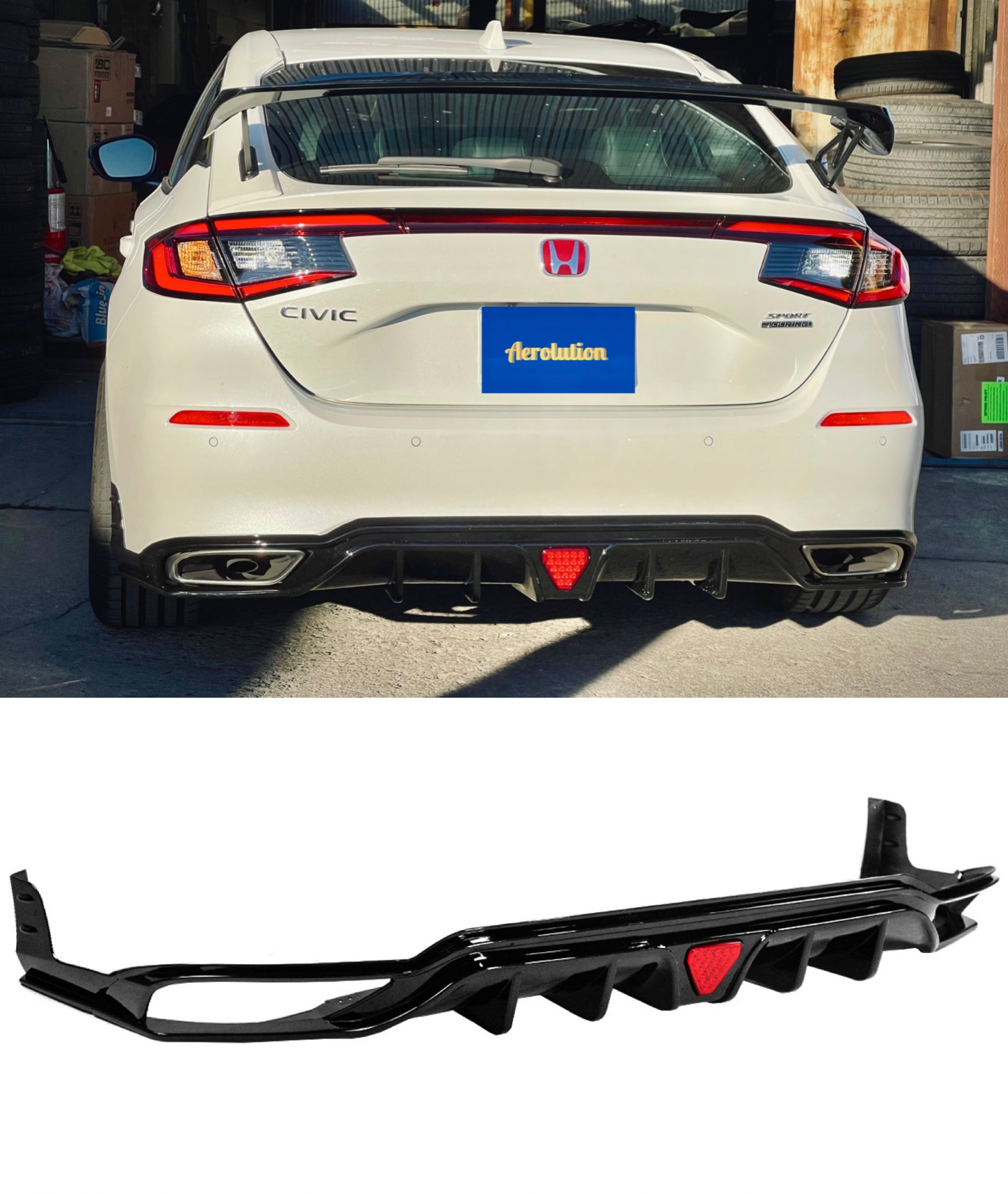 11th gen Honda Civic Aerolution V1 Diffuser with Corner Spats for ...