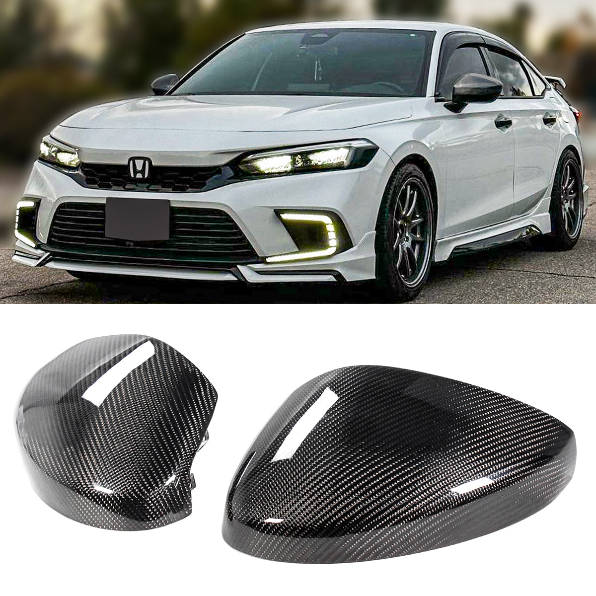 2022-2024 Honda civic Carbon Fiber Mirror Caps V1 Oem Style ...